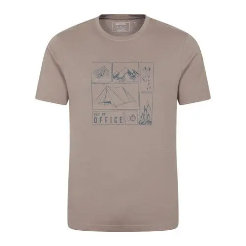 Mountain Warehouse Camping Sketch Natural T-shirt - Brown