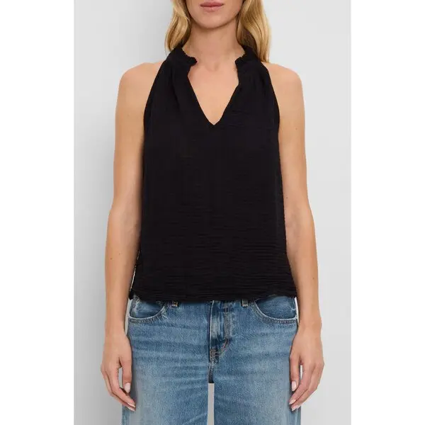 Michael Stars Viola Split Neck Tank - Black