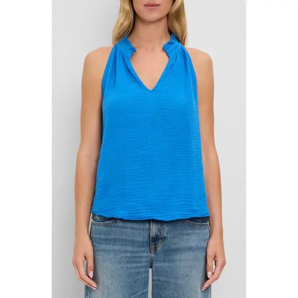 Michael Stars Viola Split Neck Tank - Pacific