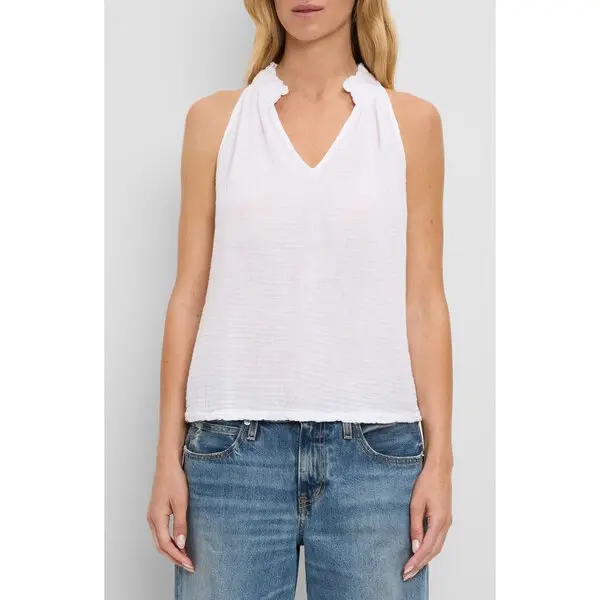 Michael Stars Viola Split Neck Tank - White