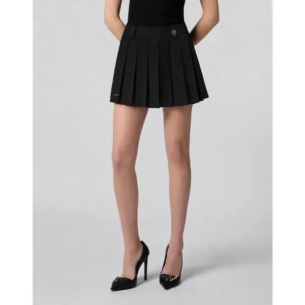 Philipp Plein Crystal Strass Mini Skirt - Black