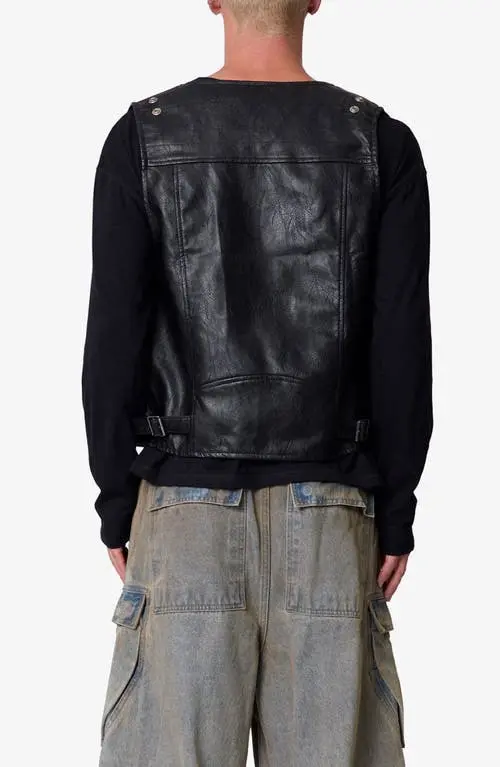 Mnml Faux Leather Zipper Vest