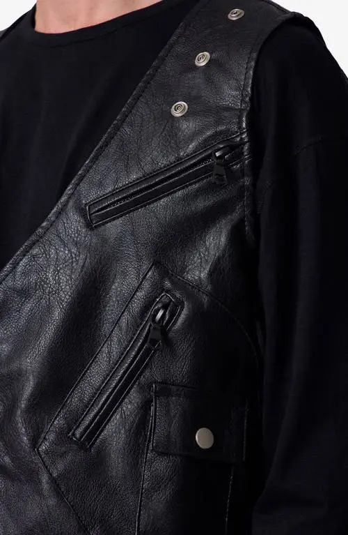 Mnml Faux Leather Zipper Vest