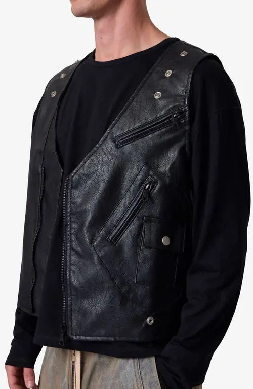 Mnml Faux Leather Zipper Vest