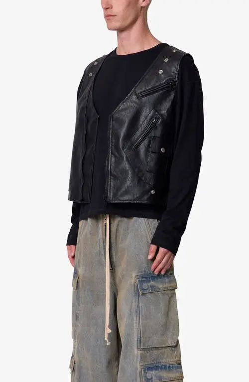 Mnml Faux Leather Zipper Vest