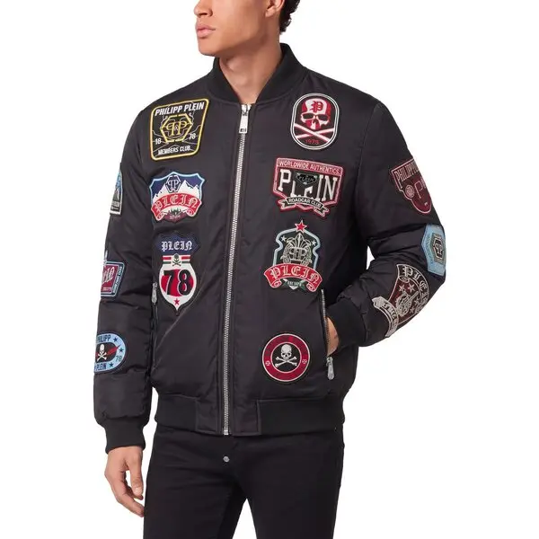 Philipp Plein Nylon Bomber Jacket With Patches