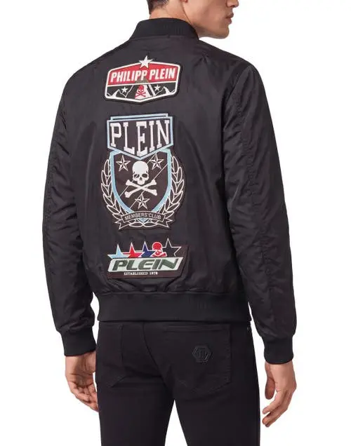 Philipp Plein Nylon Bomber Jacket With Patches