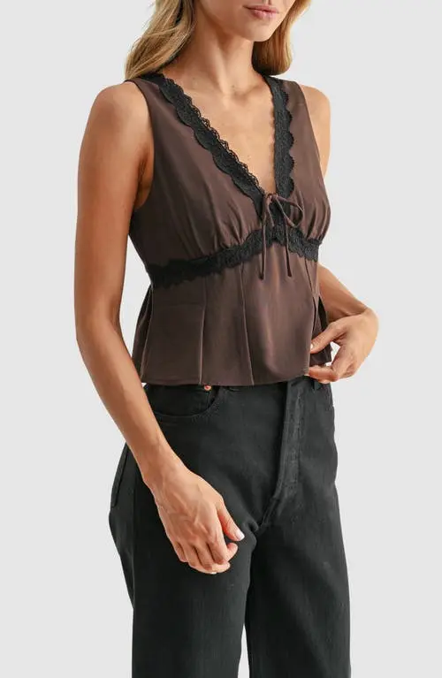 ALL IN FAVOR Pleated V-neck Blouse - Espresso