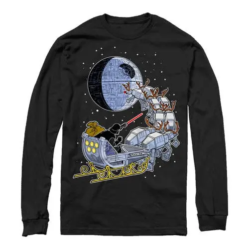 STAR WARS Christmas Darth Vader Santa's Sleigh Long Sleeve Shirt - Black