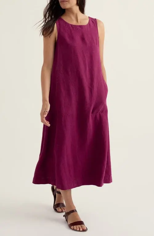 SEASALT CORNWALL Cresting Waves Sleeveless Linen A-line Dress - Dark Freesia