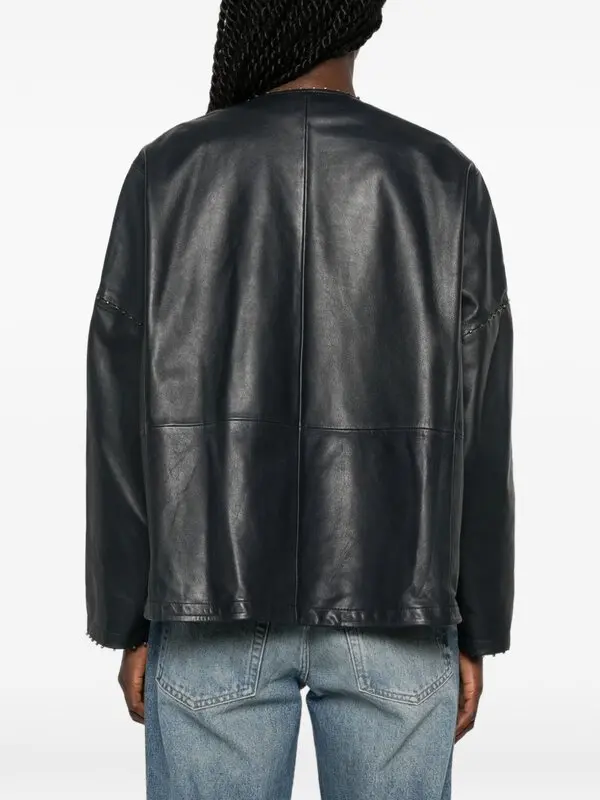 FORTE_FORTE Leather Kimono Jacket With Bead Embellishment - Multicolor