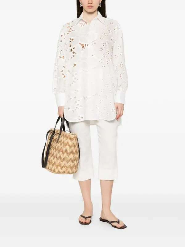 ERMANO SCERVINO White Cotton Broderie Anglaise Shirt