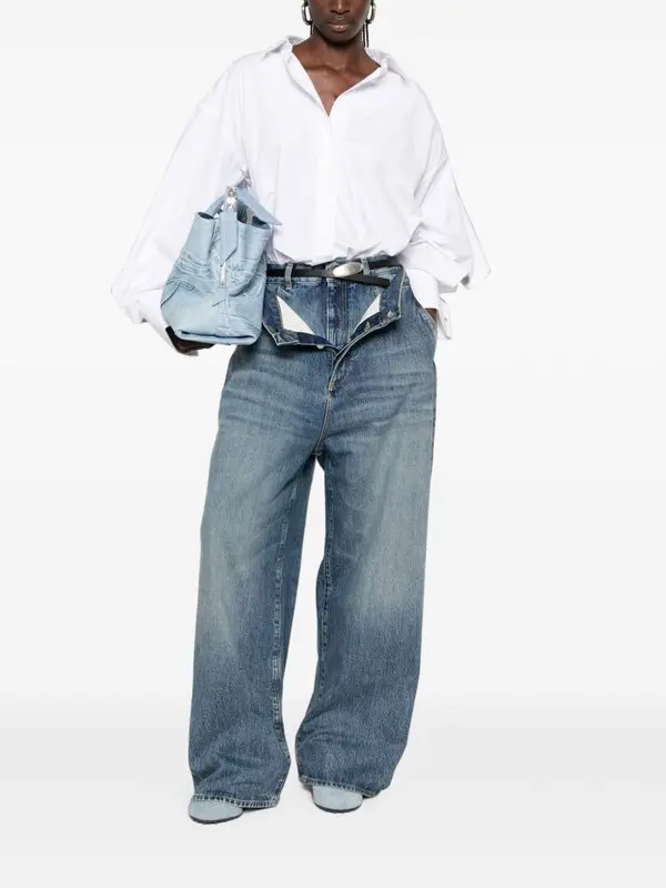 Attico Denim Cotton Jeans With Faded Effect - Multicolor