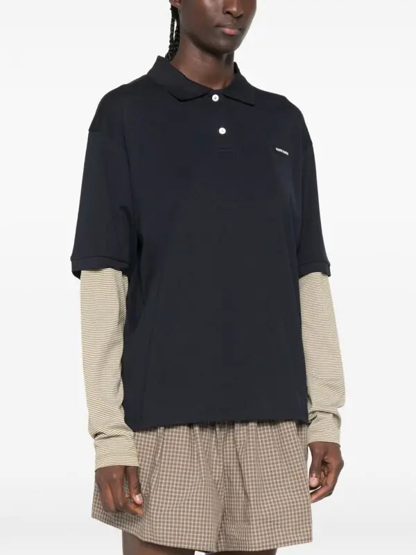 Miu Miu Layered Striped Polo Top - Multicolor
