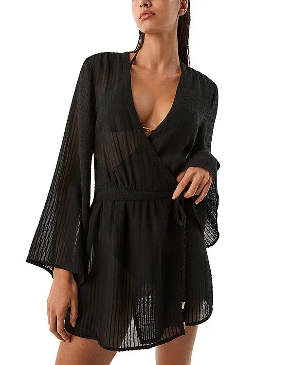 VIX PAULA HERMANNY Winnie Wrap Tunic Cover Up - Black