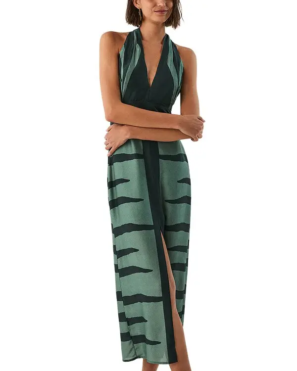 VIX PAULA HERMANNY Halterneck Midi Dress With V-neck And Slit