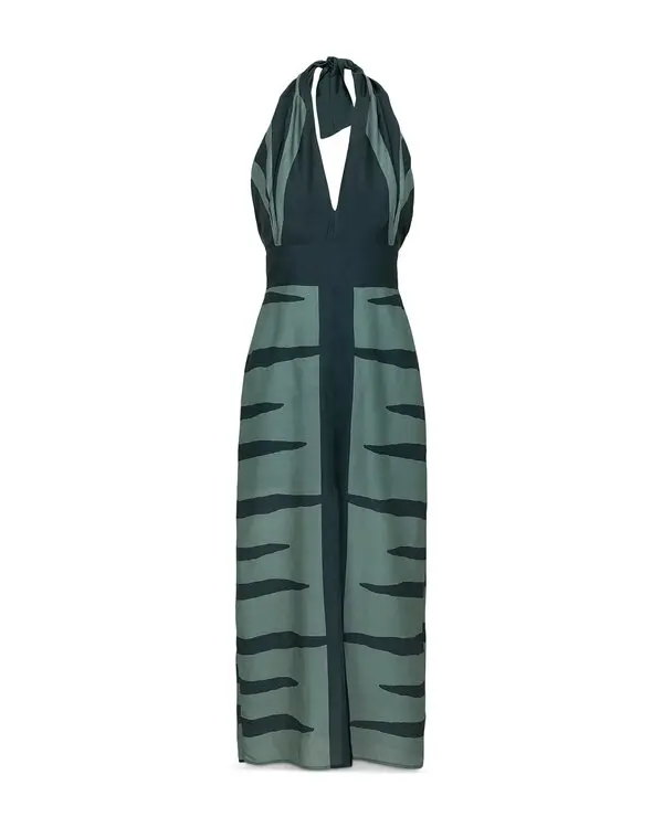 VIX PAULA HERMANNY Halterneck Midi Dress With V-neck And Slit