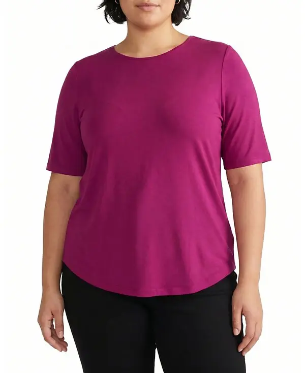 Universal Standard Plus Lily Liquid Jersey Crew Neck Stovepipe Tee - Rothko Purple