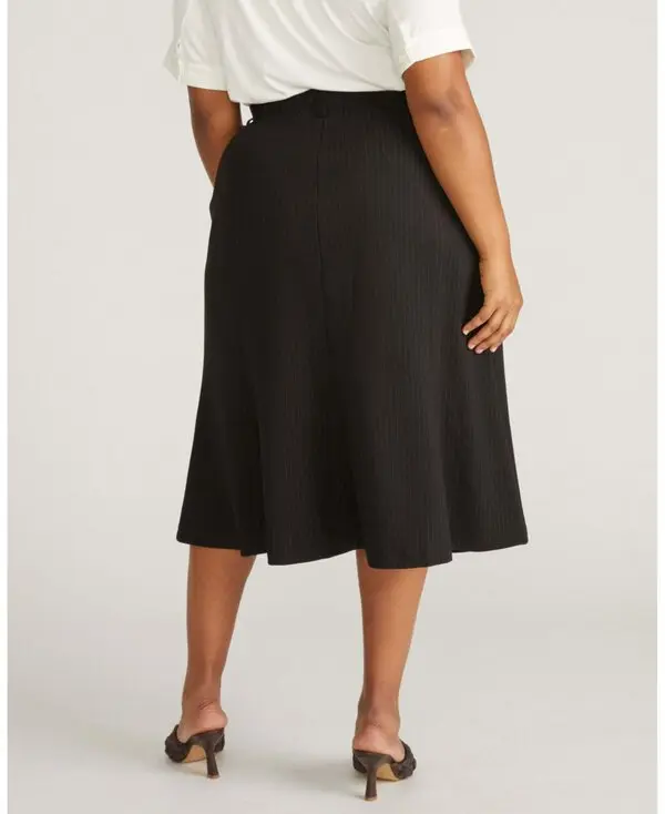 Universal Standard Plus Carla Ponte Skirt - Slate Pinstripe