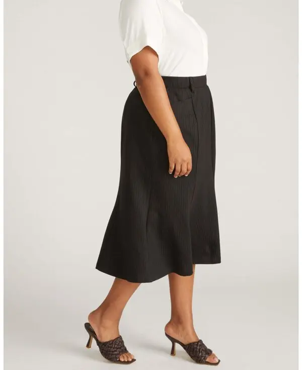 Universal Standard Plus Carla Ponte Skirt - Slate Pinstripe