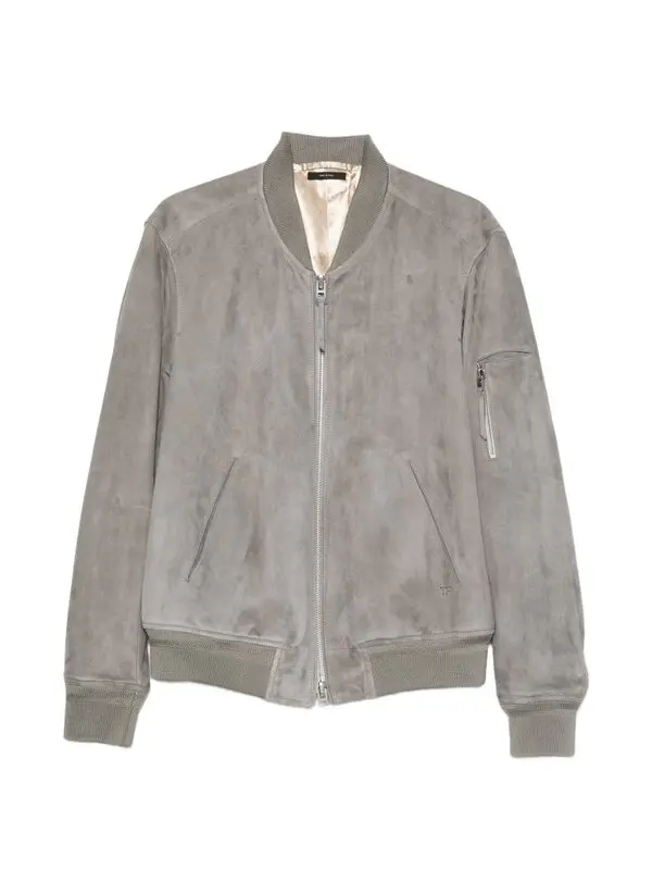 TOM FORD Suede Leather Bomber Jacket - Multicolor