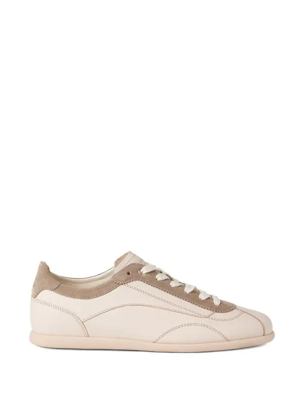 Brunello Cucinelli Beige Suede Trim Paneled Lace-up Sneakers - Multicolor