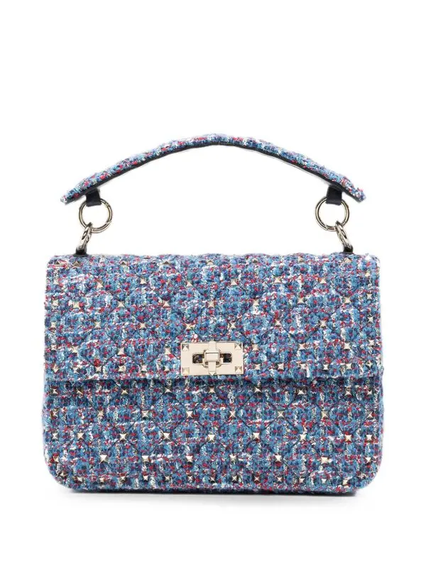 Valentino Garavani Rockstud Spike Medium Tweed Shoulder Bag - Multicolor