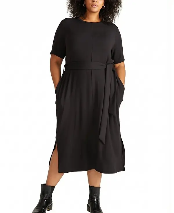 Universal Standard Plus Travelknit Belted Dress - Black