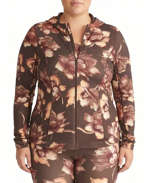 Universal Standard Hooded Zip Jacket With Floral Print