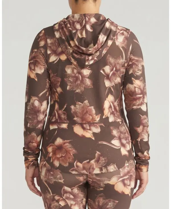 Universal Standard Hooded Zip Jacket With Floral Print