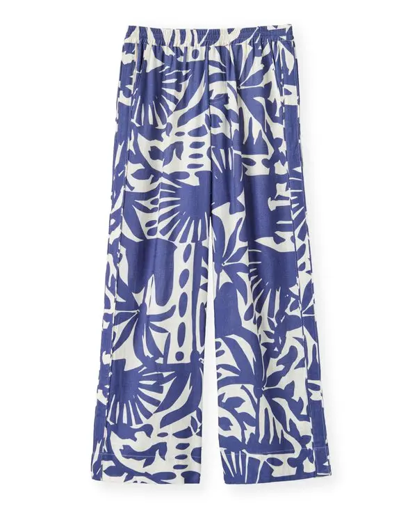 CARTOLINA Mia Linen Wide-leg Printed Trousers