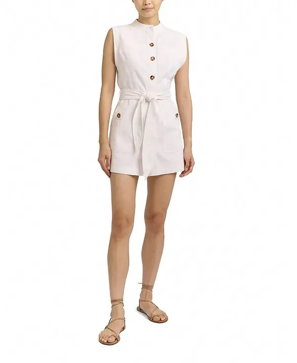 CARTOLINA Rachel Linen Romper - Bright White