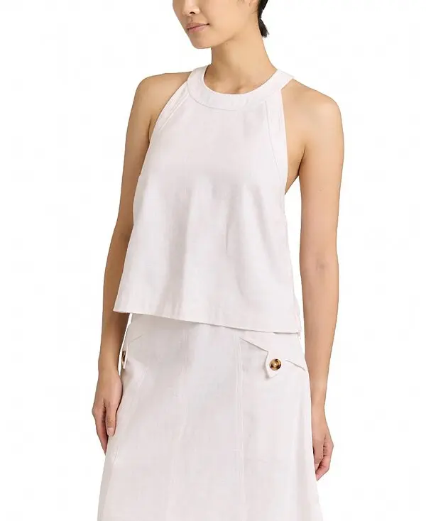 CARTOLINA Brant Linen Blend Apron Top - Bright White