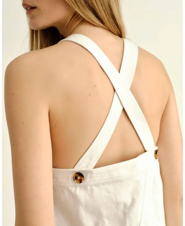 CARTOLINA Brant Linen Blend Apron Top - Bright White