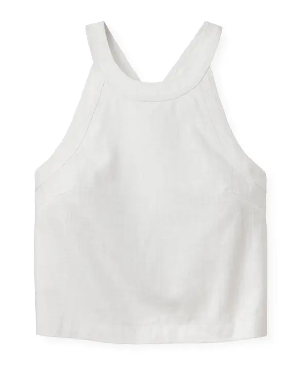 CARTOLINA Brant Linen Blend Apron Top - Bright White