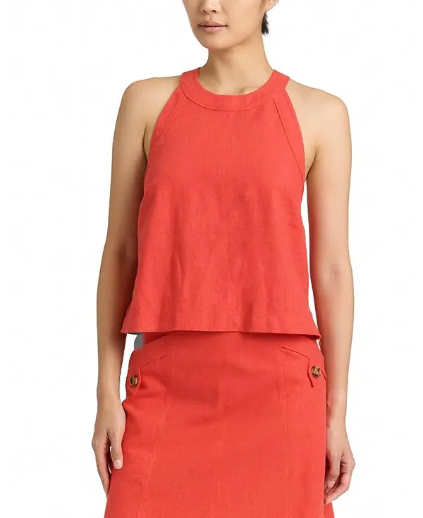 CARTOLINA Brant Apron Linen Top - Poppy