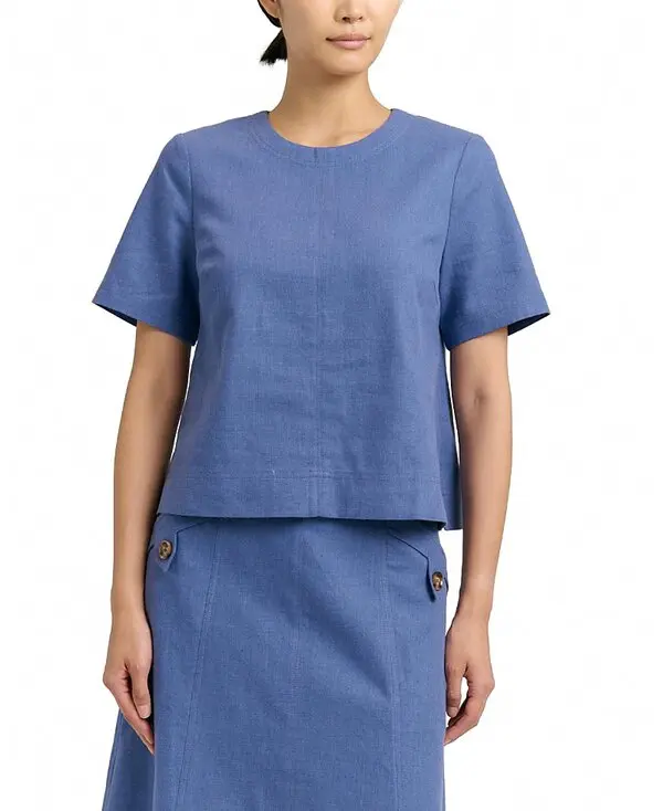 CARTOLINA Chloe Linen Top - Coastal Indigo