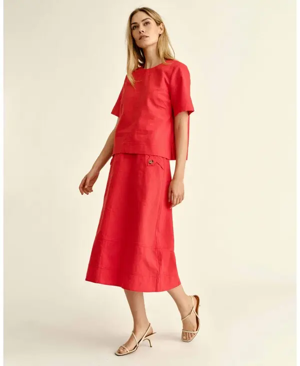 CARTOLINA Chloe Linen Top - Poppy