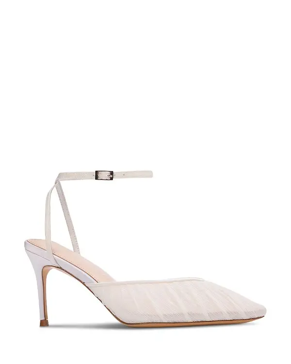 BLACK SUEDE STUDIO Melody Ankle Strap Sandals - White Satin