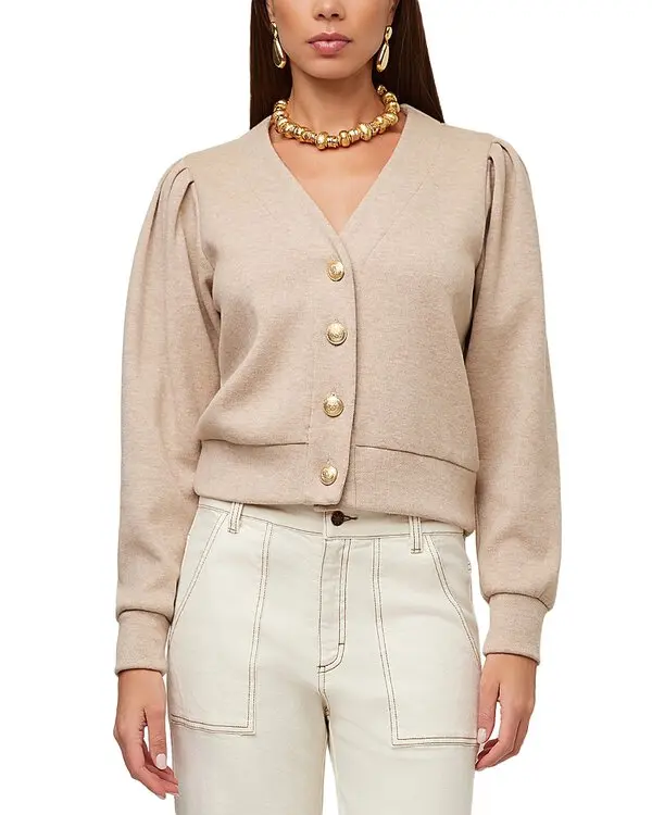 Fifteen Twenty Madeline Pleated Shoulder Cardigan - Light Tan