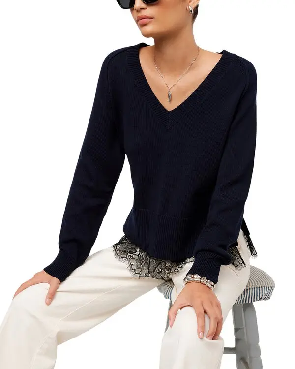 Fifteen Twenty Camila Lace Layered Sweater