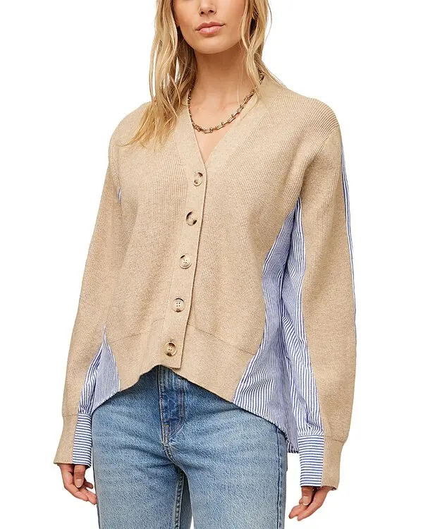 Fifteen Twenty Celine Mixed Media Cardigan - Oat