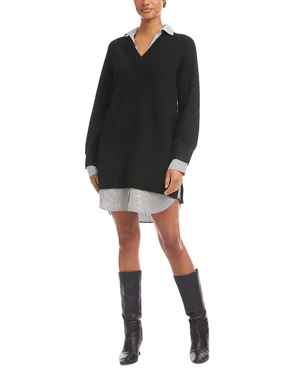 Fifteen Twenty Carrie Mixed Media Dress - Black