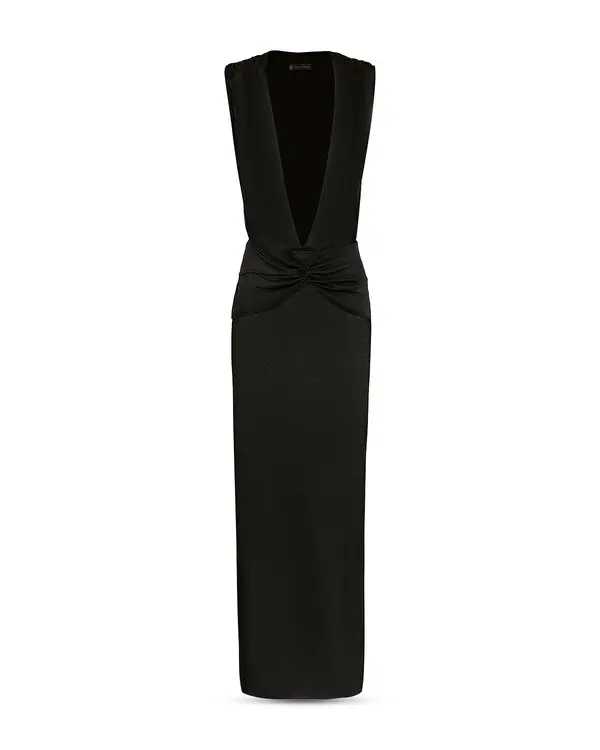 VIX PAULA HERMANNY Cindy Plunge Neck Dress Swim Cover-up - Black