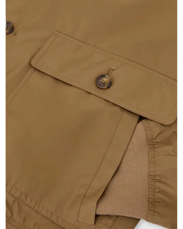 REISS Latent Funnel Neck Bomber Jacket - Taupe Brown