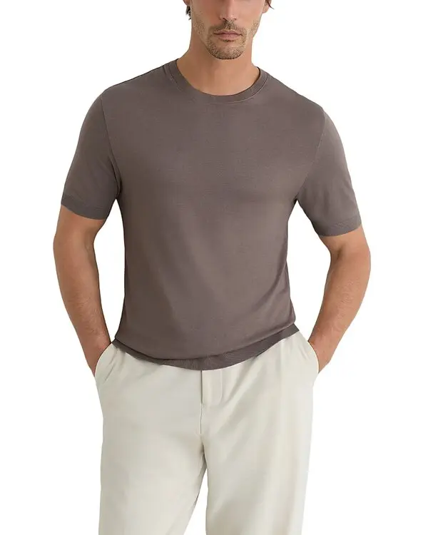 REISS Chad Crewneck Tee - Mouse Brown