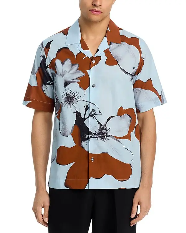 Paul Smith Short Sleeve Floral Shirt - Greyish Blue