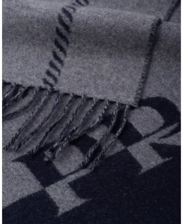 Prada Small Wool Scarf With Jacquard Logo - Grey/blue