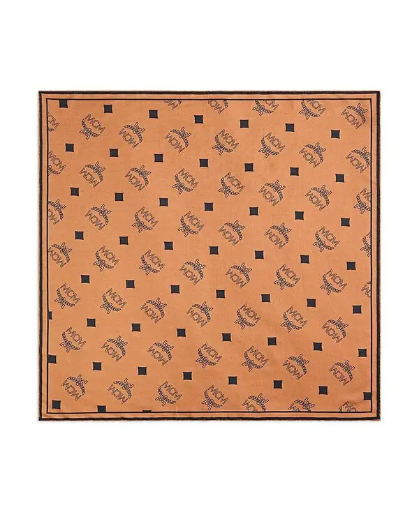 Mcm Monogram Print Bandana Scarf - Cognac