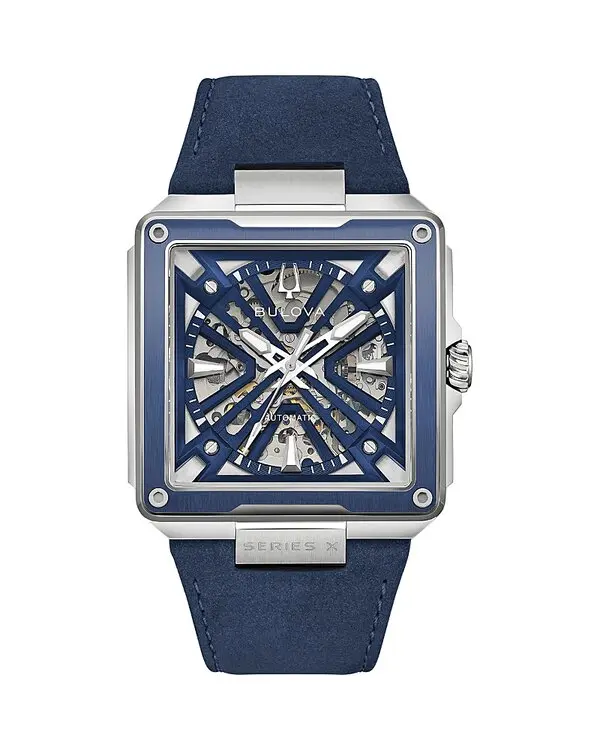 Bulova Marc Anthony Series X2 Leather Strap Watch, 41mm X 41mm - Blue